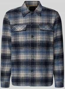 PME Legend Regular Fit Hemdjacke aus Woll-Mix mit Kentkragen