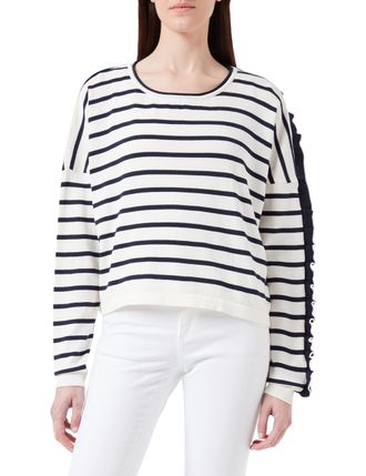 LTB Jeans Jeans Damen Rifasa Sweatshirt, White Navy Stripes 6916, XS