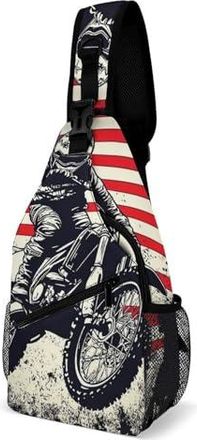 Generic Sacoche Port&eacute; &eacute;paule Motocross avec drapeau am&eacute;ricain R&eacute;glable Sac Bandouli&egrave;re L&eacute;ger Sac DEpaule pour Homme Camping Voyage