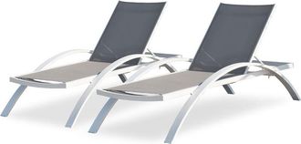 DCB Garden Dcb Garden - barcelona - Lot de 2 bains de soleil en toile plastifiée et aluminium