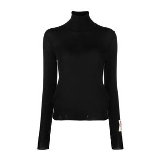 Golden Goose Logo-Patch Woll-Rollkragenpullover - - Knitwear - Damen - Schwarzk - M