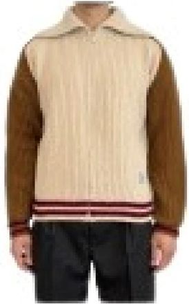 Dr&ocirc;le de Monsieur Zipped Cardigan Sherpa Kragen D mirror - - Knitwear - Herren - Beige - S