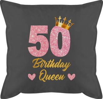 Shirtracer Kissen 50x50 - Geburtstag - 50 Birthday Queen I 50. Geburtstags Königin I 50iger Geburtstagsgeschenk Fünfzigster - 50 x 50 cm - Grau - zum Geschenk fü
