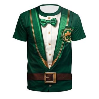 Generic T-shirt pour homme T-shirt tendance pour homme avec imprim&eacute; pour la Saint Patrick, haut d&eacute;contract&eacute; et confortable, vert, XXL