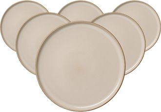 Ritzenhoff & Breker Olivia Dessertteller 21 cm in beige, 6er Set, Flache Fr&uuml;hst&uuml;cksteller mit Reaktivglasur, Schlichte Coupeform, Steingut, Sp&uuml;lmaschinenfest