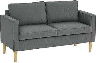 HOMCOM Canap&eacute; 2 Places Moderne en Tissu avec accoudoirs et 2 Coussins Amovibles, canap&eacute; 2 Places avec Espace de Rangement et Pieds en Bois pour Le Salon, la 