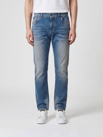 Dolce & Gabbana Jean slim en denim de coton avec plaque logo