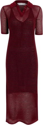 Proenza Schouler robe mi-longue rayée Meline à col polo - Rouge