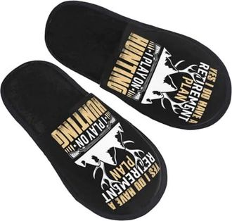 Generic Pantoufles Oui, jai un plan de retraite, je mise sur la chasse. Antid&eacute;rapant Chaussons dint&eacute;rieur Confortable Respirant Chaussures de Maison Adulte Fe