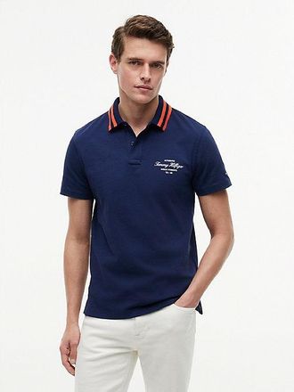 Tommy Hilfiger Polo coupe standard en jersey &agrave; col &agrave; liser&eacute;