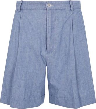 Polo Ralph Lauren Femme, Shorts, Bleu, Taille: 38 FR Pleated Wide-Leg Linen Blend Shorts