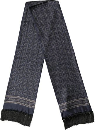 Dolce & Gabbana Femme, Accessoires, Bleu, Taille: ONE Size Silk Geometric Fringe Foulard