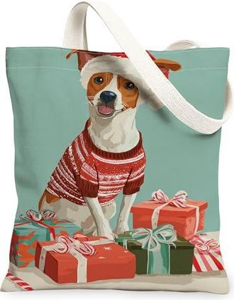 Generic Sacs fourre-tout en toile pour chien, motif animal mignon, sacs de courses r&eacute;utilisables, design moderne ludique, l&eacute;ger et lavable, &eacute;paule pour un usa