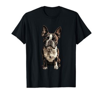 Whyitsme Design Brindle Boston Terrier Hund Illustration T-Shirt