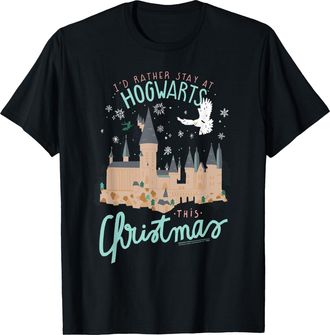 Harry Potter Id Rather Stay At Hogwarts This Christmas T-Shirt