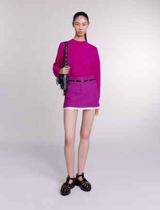 Maje Mini-jupe En Tweed - Rose - Taille 34 - Maje