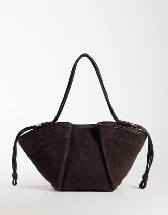 Dolce Vita Maro sac cabas &agrave; bandouli&egrave;re en daim couleur chocolat-Marron