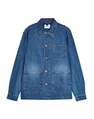 Topman BLUE DENIM THREE POCKET OVERSHIRT