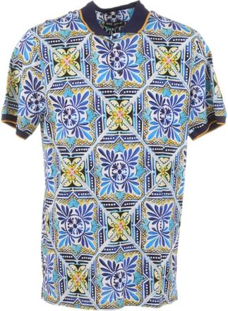 Dolce & Gabbana Homme, Tops, Bleu, Taille: XL Polo Manches Courtes Majolica