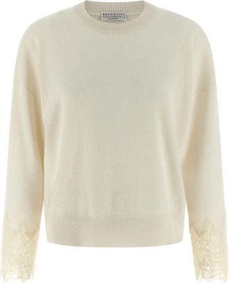Brunello Cucinelli Pull Col Rond - Blanc