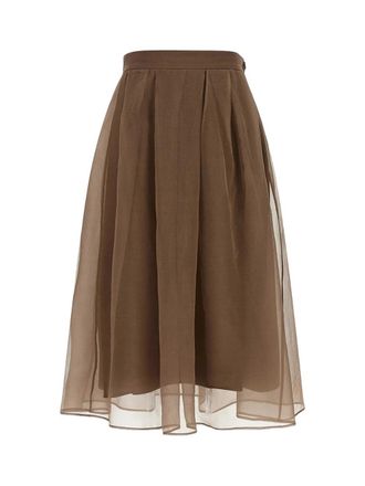 Brunello Cucinelli Layered Pleated Skirt - Brown