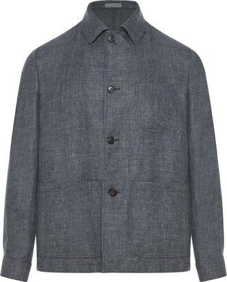 Corneliani Homme, Vestes, Gris, Taille: 2XL Veste chemise en lin et laine
