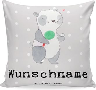 Mr. & Mrs. Panda Kopfkissen Panda Tischtennis - Personalisierte Geschenke, Spr&uuml;che, Kissen, Personalisiert, Name, Wunschname, Schenken, Ballsport, Verein, Bedrucken, M