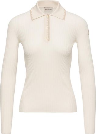 Moncler Moncler Polo &Agrave; Manches Longues En Laine, Femme, Blanc, Taille: Xs