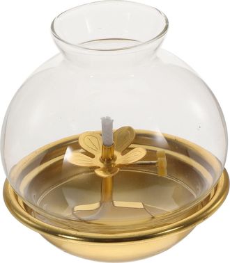 Angoily Butterlampe Mit Lampenschirm &Ouml;llampe F&uuml;r Buddhistische Zeremonien Inklusive Glasschirm F&uuml;r Tempel Und Zuhause