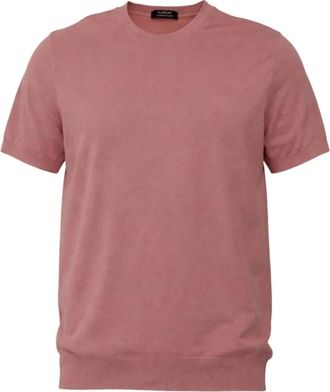 Zanone Homme, Tops, Rose, Taille: L T-shirt en maille &agrave; col rond et manches courtes
