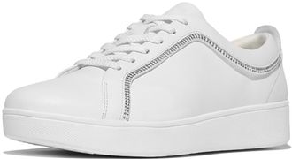 FitFlop Damen Rally Crystal-Trim Leather Sneakers, Urban White, 41 EU
