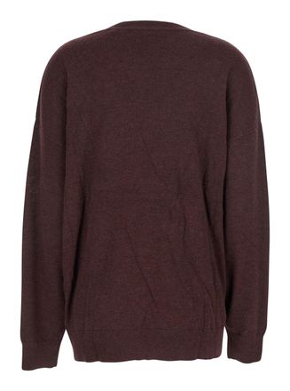 Isabel Marant Womens Bordeaux V-Neck Sweater With Ring Detail Fabric Tops Top