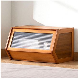 Generic Stapelbarer Aufbewahrungs-Organizer mit Fl&uuml;gelt&uuml;ren, Bambus-Organizer-Aufbewahrungsschrank, Stapelbare Bambus-Aufbewahrungsboxen f&uuml;r Spielzeug, Sonsti