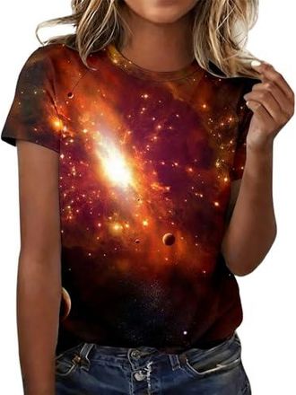 Generic Tee Shirt Femme Coton D&eacute;t&eacute; Manche Courtes Basiques Haut T-Shirts D&eacute;t&eacute; Occasionnelles Loose Top Chic Manches Courte Chemisiers L&acirc;che Et Respirant Grand