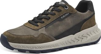 s.Oliver Herren Sneaker flach mit Schnürsenkeln Low Top, Grün (Khaki Comb.), 43 EU
