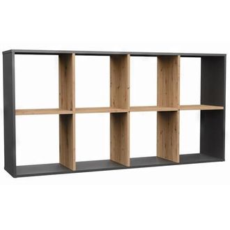 Selsey Malax Wandregal, 8 F&auml;cher, 75x147x30 cm, Holz laminiert, Farbe: Craftsman Oak/Anthrazit, modular hoch/niedrig, modern/klassisch, f&uuml;r Wohnzimmer/B&uuml;ro, 