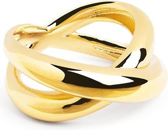 Singularu Single Cross Ring. Messing mit 18 Kt Vergoldeter Beschichtung. Schmuck für Damen. Größe 12