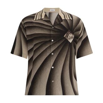 Versace Seidenhemd mit kurzen &Auml;rmeln - - Shirts - Herren - Braun - L