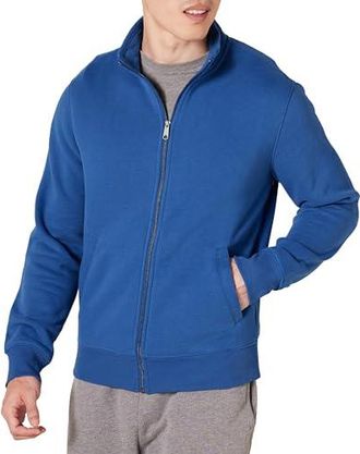 Amazon Essentials Sweat-shirt à Col Montant en Molleton, Fermeture Éclair Intégrale Homme, Bleu, XXL