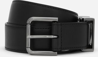 Dolce & Gabbana Calfskin Belt With Dg Logo - Mann Gürtel Schwarz Leder 120