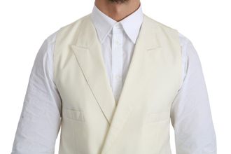 Dolce & Gabbana Mens White Waistcoat Formal Wool Vest Virgin Clothing