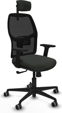 Piqueras y Crespo Alfera B&uuml;rostuhl mit 2D-Armlehnen, h&ouml;henverstellbarer Lendenwirbelst&uuml;tze und Kopfteil, h&ouml;henverstellbar und neigbar, Schwarz/Schwarz