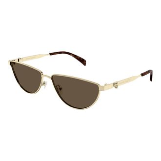 Alexander McQueen Gold/Braune Sonnenbrille Am0456S - - Accessories - Damen - Gelb - 60 MM