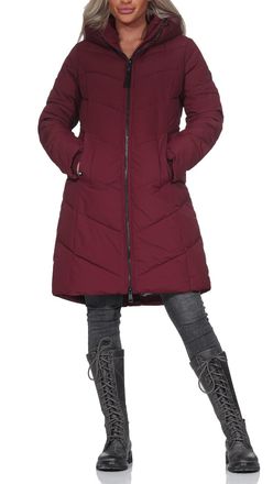 Ragwear Damen Steppmantel gesteppter Winterparka mit Kapuze wasserabweisend Natalin 2521-60040 Wine Red (4055) XXL