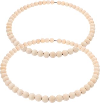 BESPORTBLE Holzperlenkranz 2 Stück Runde Perlenwanddekoration 30cm Rustikale Hängedekoration Für Innen Und Außenbereich Leichtgewichtige Party Und Wohnraumdeko