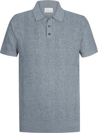 Profuomo Strick-Poloshirt mit Fischgr&auml;tmuster und Leinenanteil in