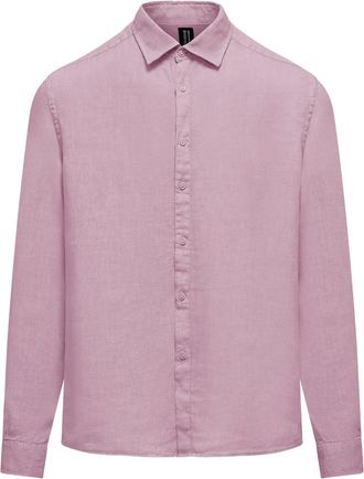 Bomboogie Homme, Chemises, Rose, Taille: L Chemise en Lin &agrave; Manches Longues