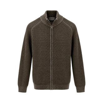 Ferrante Cardigan &agrave; col montant en laine m&eacute;rinos extra-fine - Homme - Pulls - Brun - Taille: M
