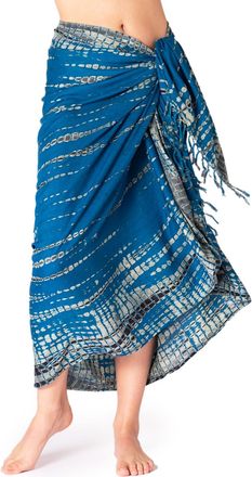Panasiam Sarong tiedye style, blue grey, 190x116cm