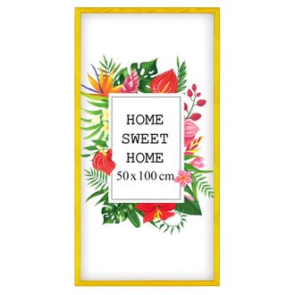 MG Design Gelb Bilderrahmen 50 x 100 cm - Aus echtem Holz mit Acrylglas, zum Aufhängen & Aufstellen, für Fotos, Poster & Puzzle